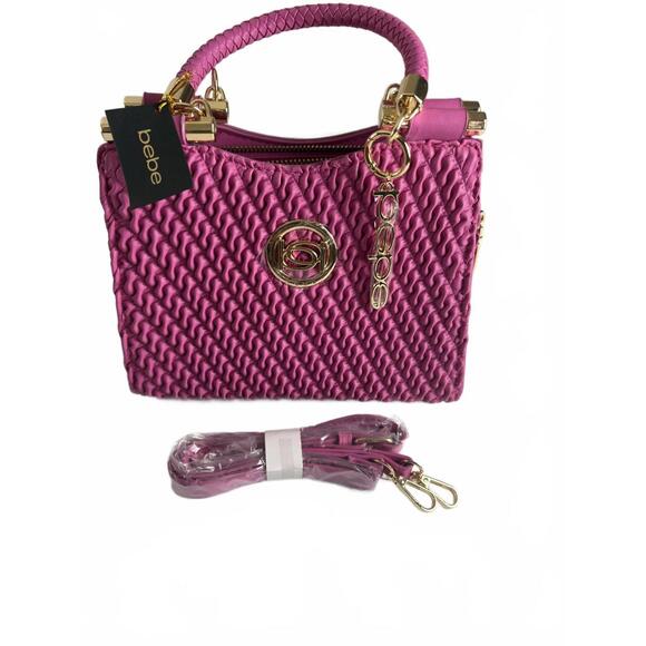 bebe | Bags | Bebe Erika Mini Shopper Fuchsia Crossbody Bag With Gold ...